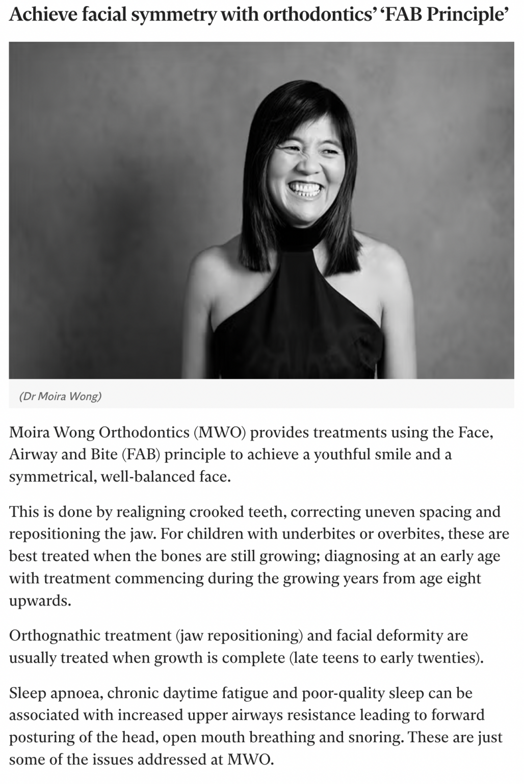 Moira Wong Orthodontics | Kensington | London Orthodontist